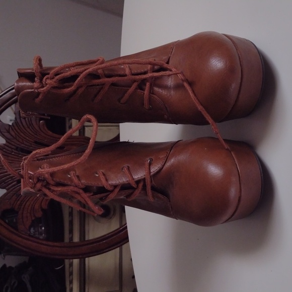 Brash | Shoes | Brash Brown Cognac Faux Leather Boots Size 65 | Poshmark